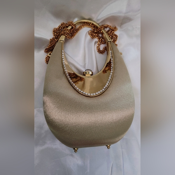no brand | Bags | Elegant Gold Satin Clutch With Chain | Poshmark